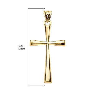 Religious Jewelry 14K Yellow Gold Simple Classic Flared Cross Pendant