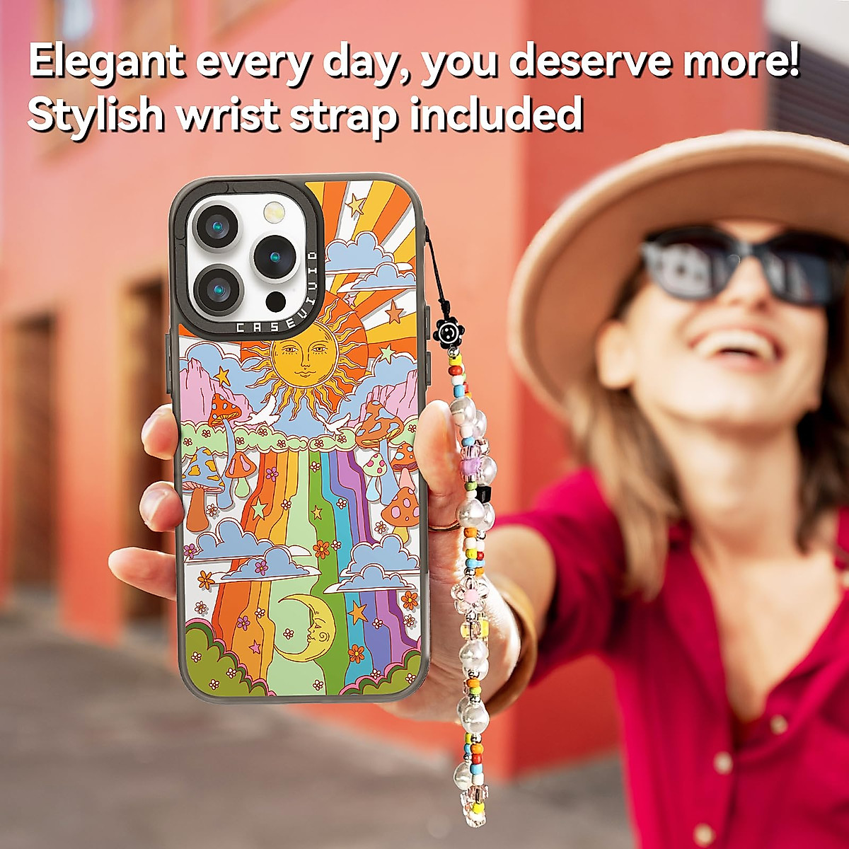 casevivid Compatible for iPhone 14 Pro Max Case Cute Aesthetic - Durable Fashion Funny Phone Case - Mushroom Pattern Print Soft Shockproof Cover 6.7" Black