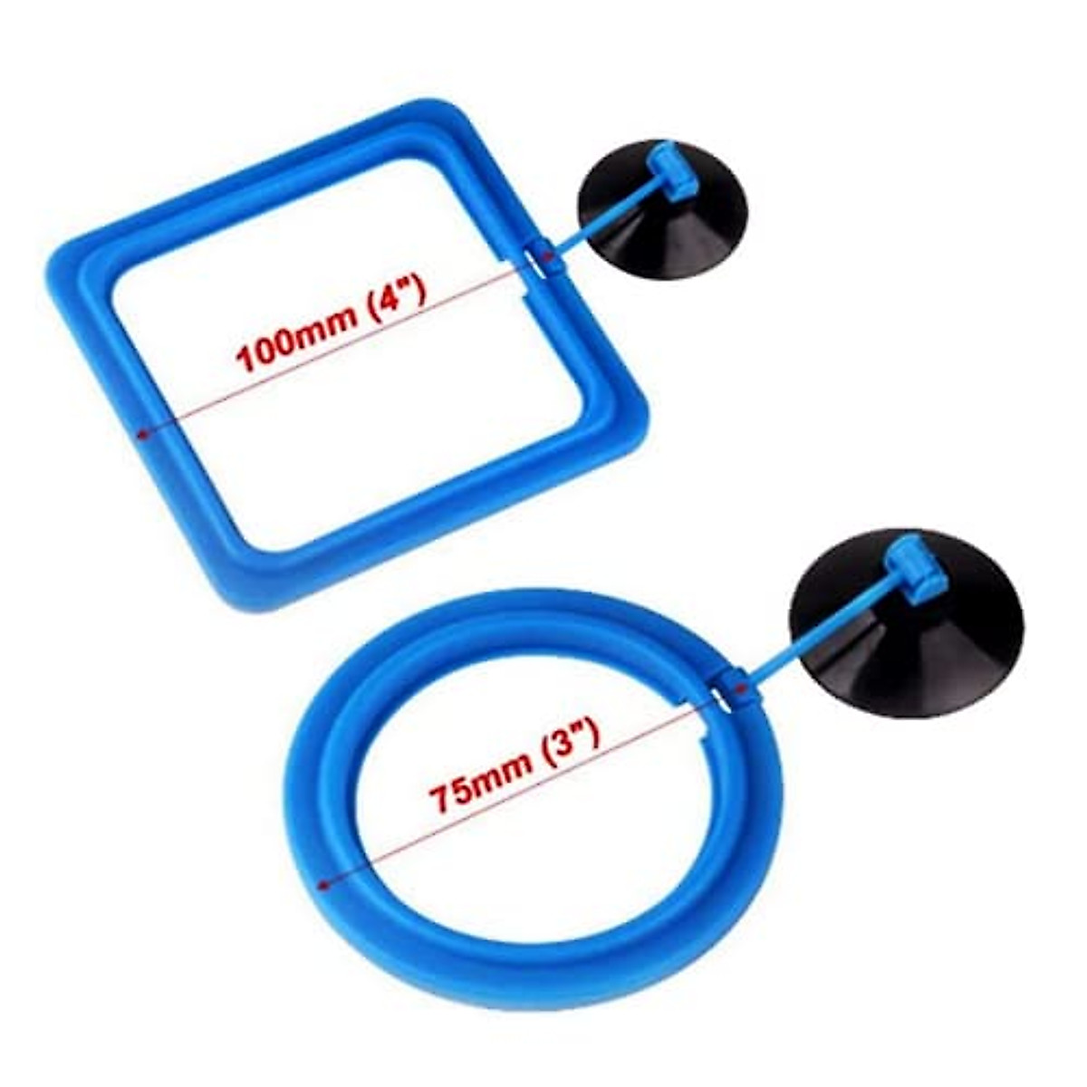 4 Pcs Fish Feeding Ring Square and Round Aquarium Fish Feeding Ring Floating Food Feeder, with Suction Cup