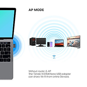 Tenda Wi-Fi Dongle, N150 Mini Wireless Network USB Wi-Fi Adapter for PC Desktop Laptop (Supports Windows XP/7/8/8.1/10, Driver-Free, Soft AP, USB 2.0) Plug & Play - W311MI V4.0