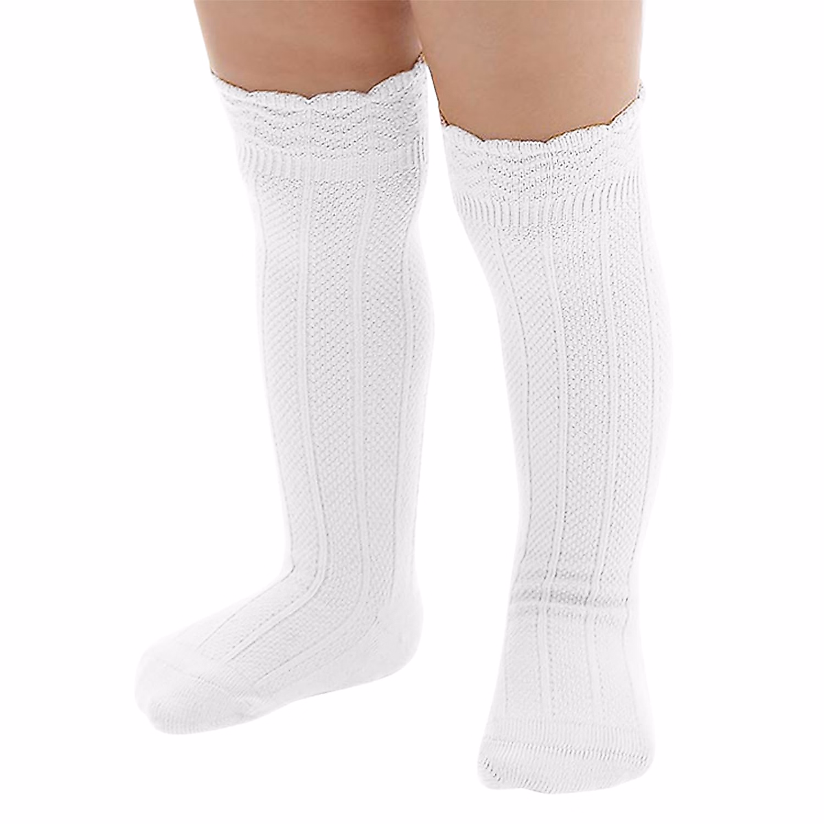 Zando Toddler Knee High Socks Girls White Ruffle Thigh High Stockings Kids Baby Knee High Tube Socks Cotton Breathable White Socks for Toddlers Girls 18-24 Months Milk White 1Pack 12-24 Months