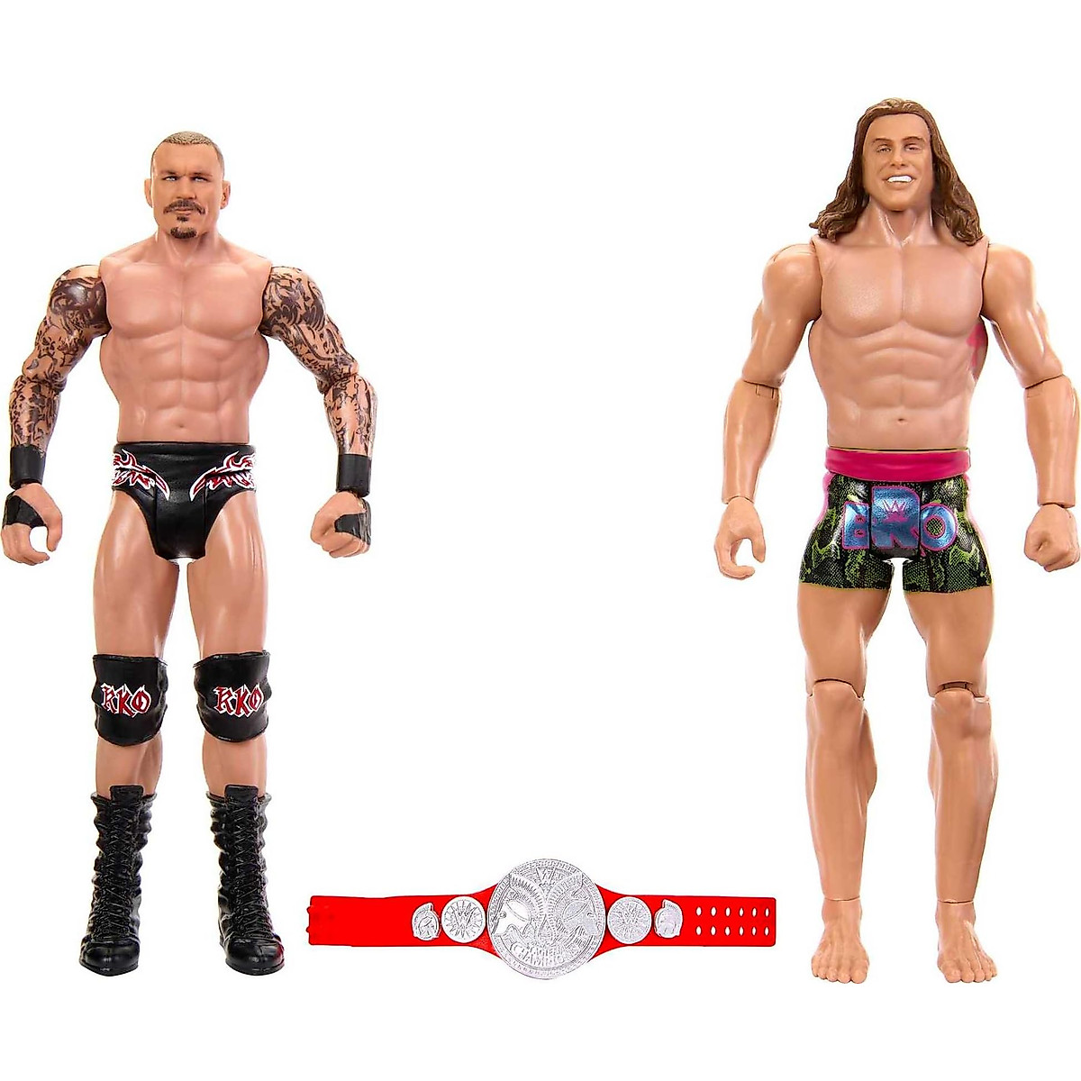 Mattel WWE Randy Orton & Matt Riddle Championship Showdown Action Figure 2-Pack with RAW Tag Team Championship, 6-inch