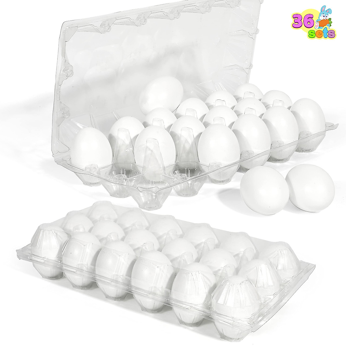 36 Pcs 2.36" Easter Unpainted White Eggs Wooden Decorating for Kids DIY Paint Your Own Egg Decor, Crafts, Easter Hunt, Basket Stuffers, School Activities Supplies