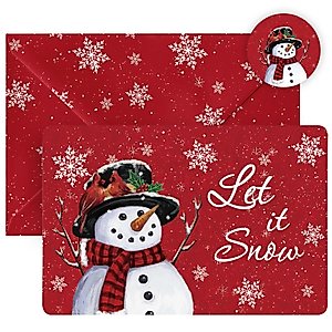 Artoid Mode 24 Pack Merry Christmas Thank You Cards Snowflake Snowman Xmas Tree Greeting Cards Gift With Envelope Sticker Blank Note Cards for Birthday Wedding Baby Shower Bridal Shower, 4 x 6 Inch