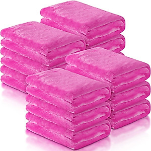 SmoothNovelty 12 Pcs Easter Fleece Blankets for Girls Sleepover Party Soft Fuzzy Throw Blanket 40 x 60 Inch Warm Flannel Blanket for Teenager Bed Travel SPA Moive Party (Rose Red)