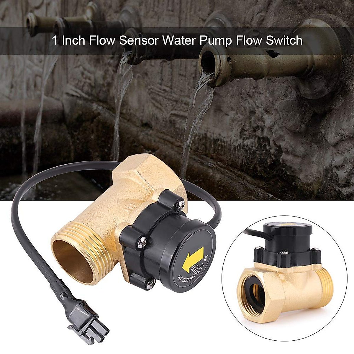 Water Sensor Switch, HT-800 G1 Thread 220V Sensor Automatic Control Switch for Low Pressure Area Family
