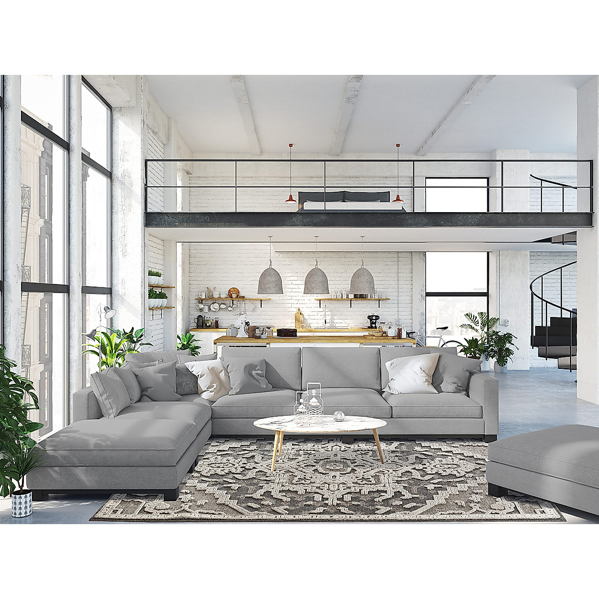 Nautica Home Living Room Area Rug 7' 10" X10 Textured Living Room Rug | Modern Home Décor | Westport Medallion Navy/Grey