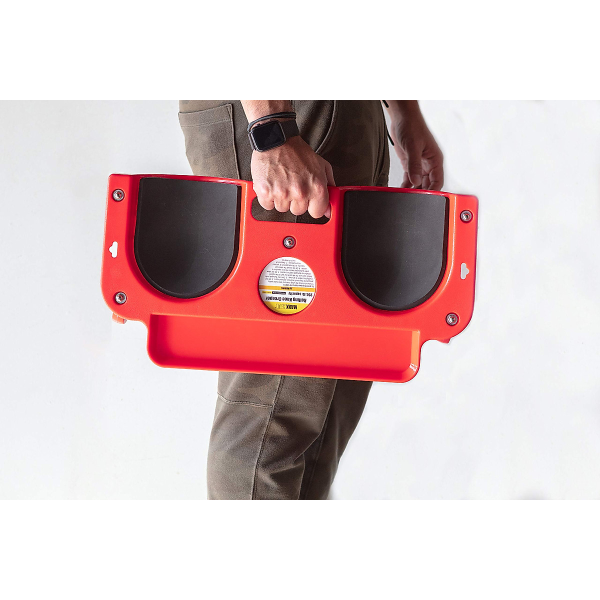 MaxWorks MaxxHaul 80748 Rolling Knee Creeper/Pads ABS High-Impact Frame, 5 Swivel Castors, Tool Tray Holder, multi-color, Small