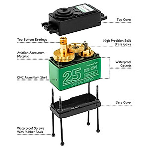 Yahboom Digital Servo 25KG Full Metal Gear High Torque Servo Motor for RC Model DIY Waterproof Control Angle 180° DS3218MG (25kg servo)