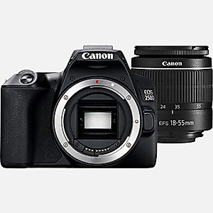 Canon EOS 250D (SL3) Black with EF-S 18-55mm f/4-5.6 is STM Lens and Canon EF 75-300mm f/4-5.6 III Lens in Professional Deluxe Basic Bundle