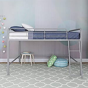 DHP Jett Junior Full Metal Loft Bed, Silver