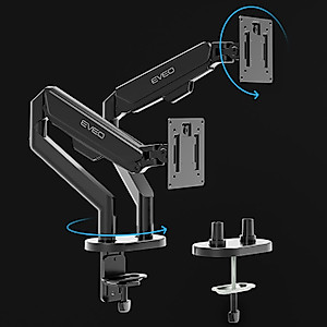 EVEO Premium Dual Monitor Stand 10-32”,Dual Monitor Mount VESA Bracket, Adjustable Height Gas Spring Monitor Stand for Desk Screen - Full Motion Dual Monitor Arm-Computer Monitor Stand for 2 Monitors
