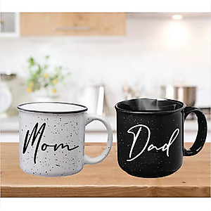 Mom Dad Campfire Mug Set - New Parents Couples Gifts - Pregnancy Announcement - Gift Ideas for Expecting Parents - Top Mom and Dad Gift Set for New Parents - Baby Shower