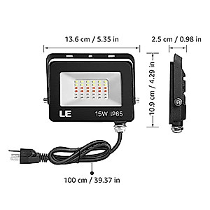 LED Flood Lights Outdoor 15W, RGB Color Changing Lighting with Remote, IP65 Waterproof, Dimmable Plug in Outdoor Floodlights for Garden, Yard, Party and Patio, 2 Pack