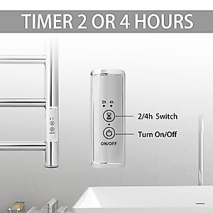 KEG Towel Warmer Wall Mounted with Built-in Timer 12 Bars Electric Stainless Steel Heated Towel Racks for Bathroom, Hot Plug-in Bath Towel Heater Polish Chrome