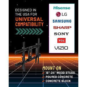 ECHOGEAR Wall Mount TV Bracket for TVs Up to 90" - Low Profile Design Tilts to Eliminate Glare - Includes Drilling Template & Can Be Leveled After Install - UL Listed for Safety