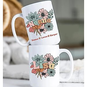 Personalized Travel Mug for Nonna Coffee Mug for Grandma New Nonna Birthday Cup Mothers Day Gift for Nonna with Kids Name Custom Insulated Floral Mug White Mug Nonna Mug New Nonna Gift