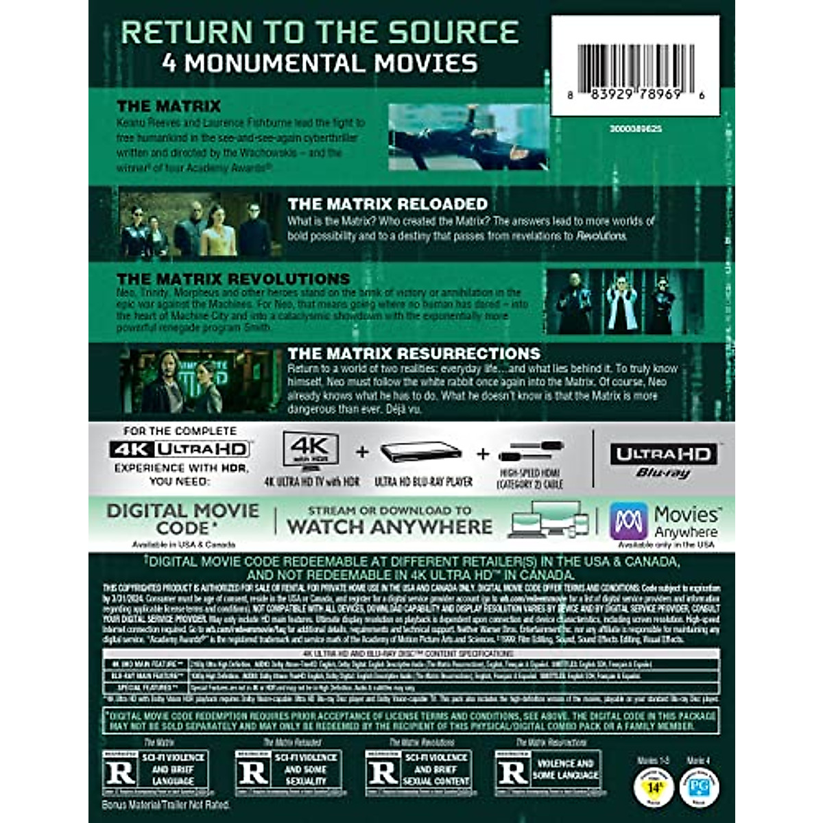 Matrix, The 4-Film Déjà vu Collection (4K UHD + BD + Digital)