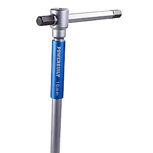 Powerbuilt 8 Pc Metric T-Handle Hex Allen Key Wrench Set w/ Speed Sleeves for Fast Spinning Action, Sliding Top Handle for “T” or “L” Shape, Long Shafts, Storage Rack, Auto, Bicycle, Moto - 941645