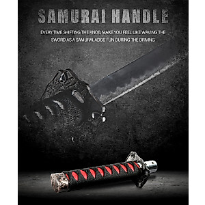 SUJADE YAKEFLY Universal Katana Gear Shifter,Gear Shift Knob Sword Shift Knobs,Katana Shift Knob Samurai Sword Gear Shifter with 4 Adapters,Katana Samural Shift Gear Lever (Red&Black)