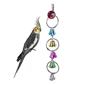 LOPERDEVE 7" Bird Mirror with Rope Perch Bird Toys Swing, Comfy Perch for Greys Amazons Parakeet Cockatiel Conure Lovebirds Finch Canaries