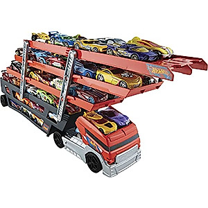 Hot Wheels Playset with Hw MEGA Hauler Toy Truck & 1:64 Scale Car, Stores 50+ Vehicles, Expands to 6 Levels