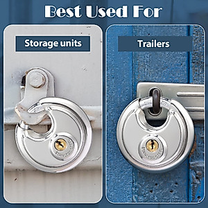 10 Pack Padlocks Alike Keyed, Stainless Steel Pad Locks with Same Key Discus Lock 2-3/4 Inch Wide 3/8 Inch Diameter Shackle, Disc Lock for Outdoor Use, Storage Unit, Sheds, Garages and Fence