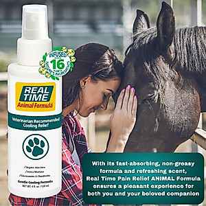 Real Time Pain Relief Pet Formula - 4oz Spray Bottle | Vet Recommended Relief for Pets | 16 Natural Ingredients Including Menthol, Aloe Vera, and Arnica | Gentle Cooling Sensation | Easy Application