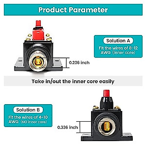 NuIth 150 AMP Circuit Breaker with Manual Reset, 4-12 AWG 150A Inline Circuit Breaker with Wire Lugs and Heat Shrink Tube 12-24V for Marine Car Audio System Home Truck