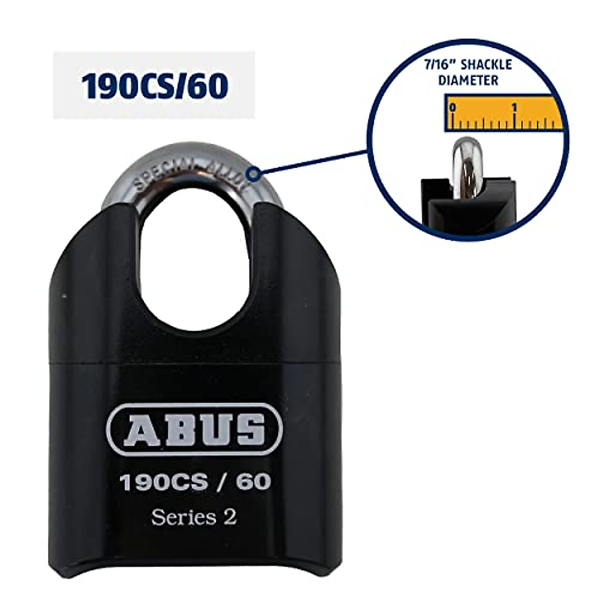 ABUS 190CS/60 High Security Solid Steel Combination Padlock, Closed Shackle