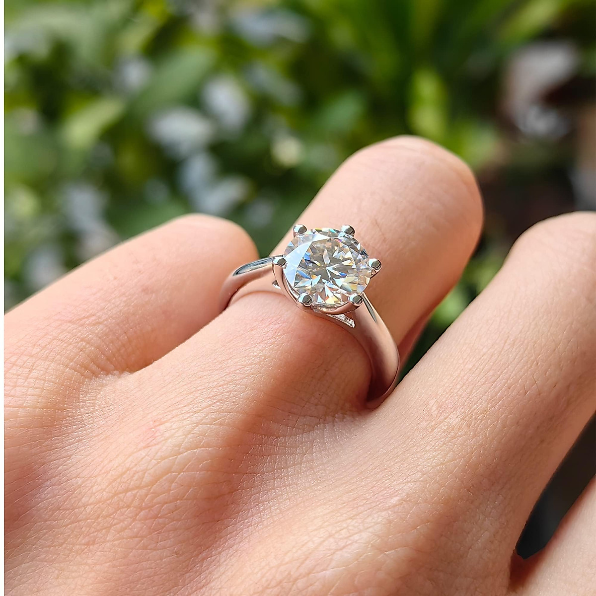 DovEggs Solitaire Moissanite Engagement Rings for Women 3ct 9mm GHI Color Heart Arrows Cut Moissanite Wedding Rings Classic Women`s Engagement Anniversary Ring 14K Gold QUALITY Sterling Silver(9)