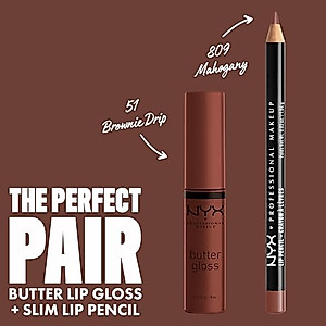NYX PROFESSIONAL MAKEUP Slim Lip Pencil, Long-Lasting Creamy Lip Liner - Mahogany