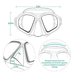 Supertrip Kids Swim Goggles, Swim Mask with Nose Cover, Tempered Glass Snorkel Diving Mask for Youth Boys Girls Age 6-14
