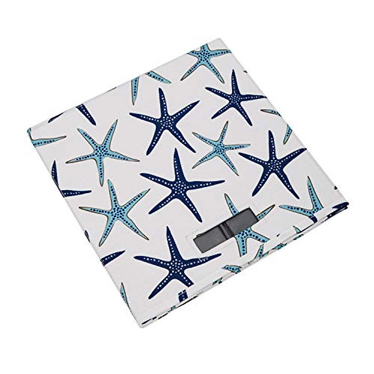 Linon White and Blue Starfish Print-Set of 2 Dawes Storage Bins