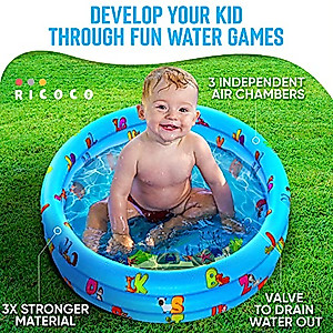 Small Pool for Kids, Small Kiddie Pool, Baby Pool for Kids 1-3 Years, Mini Pool for Toddlers & Infants, 32Inch, Small Inflatable Swimming Kiddie Pools for Outside and Inside, Durable Material Blue