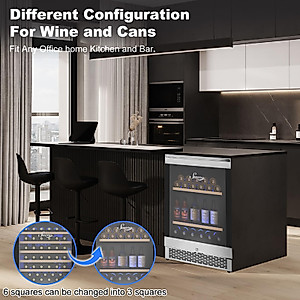 SUENO 24" 53 Bottles &154 Cans Mini Beverage Fridge Wine Cooler Built-In/Freestanding Refrigerator 34F-64F Digital Control w/Lock Large Capacity