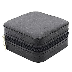 KEINE MARKE Small Jewelry Box, Travel Portable Jewelry Case for Ring, Pendant, Earring, Necklace, Bracelet Organizer Storage Holder Boxes, 1 pcs (black)