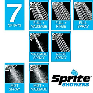 Sprite HKE-CM Biarritz 7-Setting Hand Held Filtered Shower Handle, Chrome