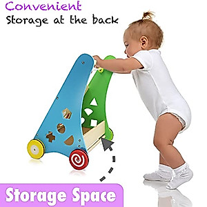 PIDOKO KIDS Wooden Baby Walker - Baby Activity Center Toys for 1 Year Old Boy Girl | Push Walker Toy For Babies - Baby Walkers For Girls Boys 12-18 Months | First 1st Birthday Gifts Toddlers Book Cups