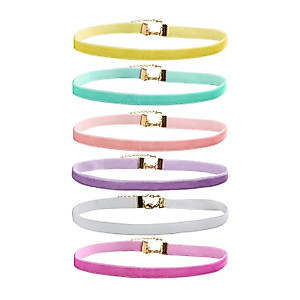 MILAKOO 6 Pcs Candy Color Velvet Choker Necklace Set for Women Gothic Lace Chokers