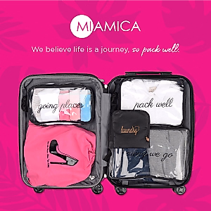 Miamica Soft Travel Laundry Bag with Zipper and Drawstring, Black & Gold, 21” x 22” – Keep Your Dirty Clothes Separate and Your Suitcase Organized – Expandable, Durable, and Foldable Laundry Bag