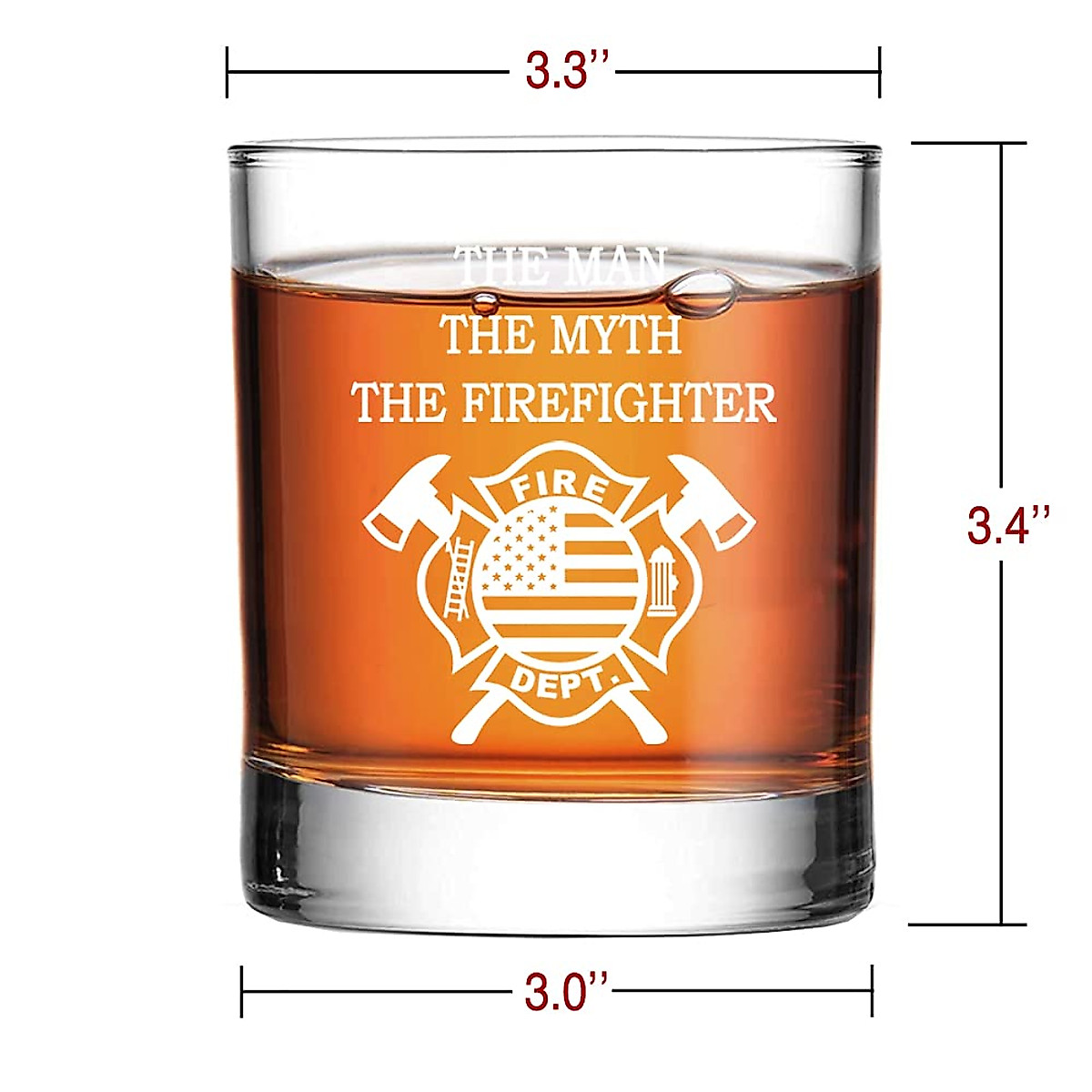 Perfectinsoy The Man The Myth The Firefighter Whiskey Glass, Firefighter Whiskey Glass, Firefighter Gifts, Fireman Retirement Gifts, Fireman Graduation, Fathers Day Gift for Fire Fighter