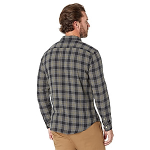 Dockers Men's Fit Long Sleeve Casual Shirt (Regular and Big & Tall), Burma Grey-Seahaven Plaid (Flannel), Large