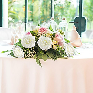 Cliselda 50Pcs Artificial Flowers Ivory White Fake Roses with Stems, Valentine's Day, Real Touch Foam Rose Bulk Faux Flowers for Decoration Centerpieces Party Flower Arrangements