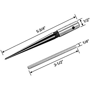 QWORK 1/8" - 1/2" Tapered Straight Flute Handle Reamer T Handle Tapered Reamer Tool for Wood Plastic