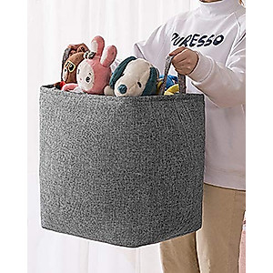 HS-TPP 75L Foldable Storage, Laundry Basket Drawstring, Fabric Storage Bin Basket ，Pet Storage Collection, Extended Handle for Easy Carrying, Used for Clothes and Toys, Grey，(18×15×23 inch)