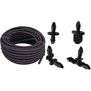 Raindrip 015005T 1/4-Inch by 50-Feet Porous Soaker Tubing, x Foot, Black & Orbit DripMaster 67431 1/4-Inch Barb Assortment, 30-Pack