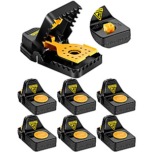 OSVDO Rat Trap, Large Chipmunk Traps, Mouse Traps for Indoor & Outdoor, Instant Kill Traps for Mouse Rat Chipmunk, Safe Set Up and Reusable - 6 Pack Black