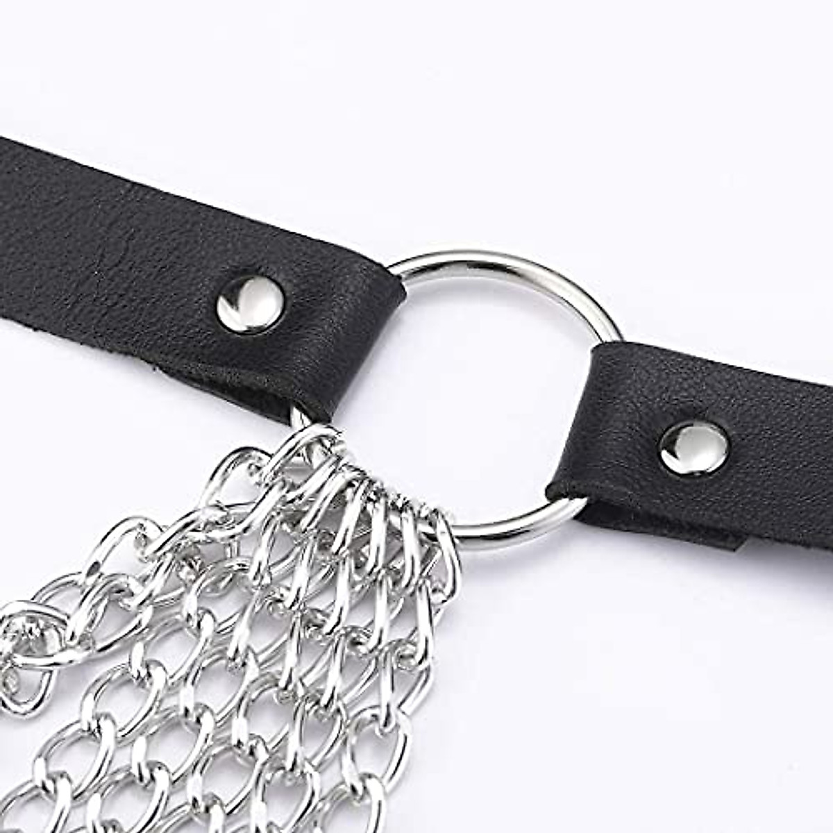 JOJO& LIN Punk Black Waist Chain Belt Leather Layered Belly Body Chains Rave Body Jewelry Accessories for Women and Girls Black