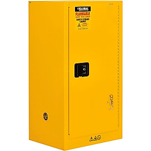 Global Industrial Flammable Cabinet, Self Close Single Door, 16 Gallon, 23"Wx18"Dx44"H